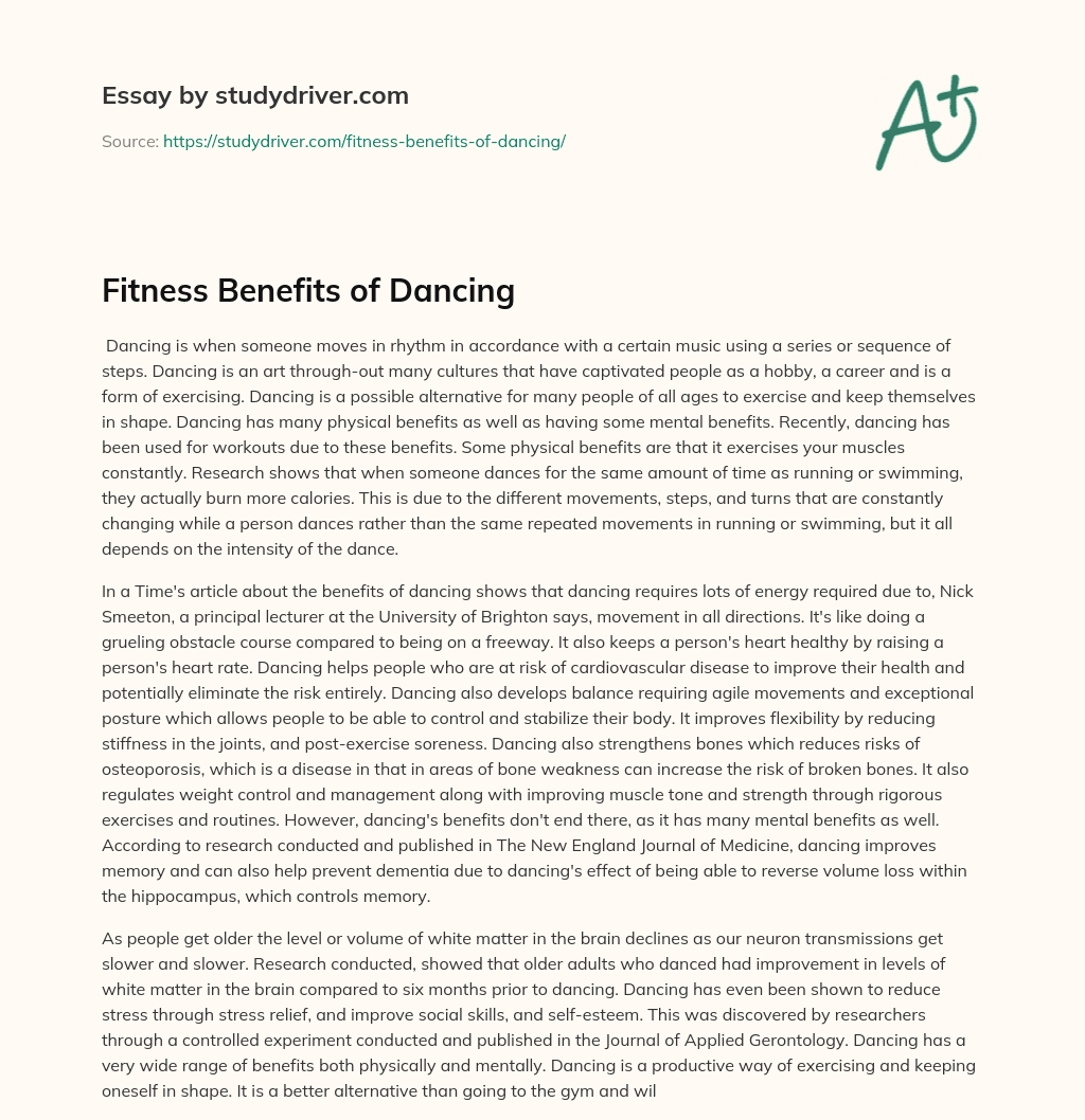  Persuasive Speech Topics About Dance Free Essay Dance Persuasive